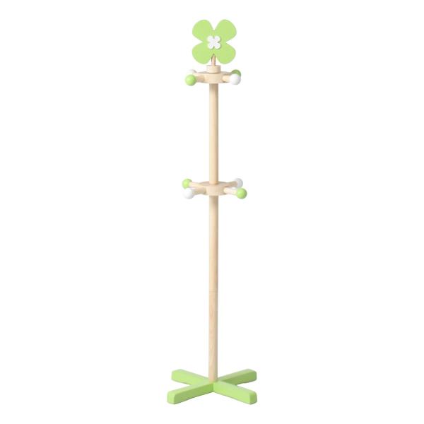 ■仕様・カラー:グリーン・製品サイズ:幅370×奥行370×高さ1196mm・耐荷重(ハンガー):2kg・フックサイズ(上4本):70mm・フックサイズ(下4本):90mm・素材:構造部材/天然木(ラバーウッド)、表面加工/ラッカー塗装・製...