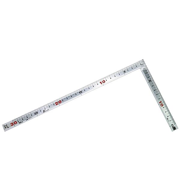 ■仕様・精度:(直角度)100mmにつき0.1mm以下、(長さの許容差)±0.2mm以下・表目盛:(長枝)外目盛30cm、(短枝)外目盛15cm・裏目盛:(長枝)外目盛1尺、(短枝)外目盛5寸・表示:赤数字入/十二支付・形状:同厚・定規巾:...