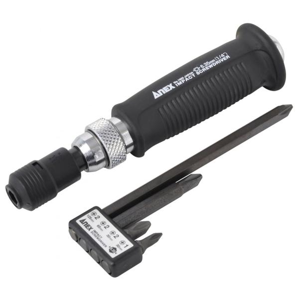 セット内容：ミニインパクトドライバ−本体・対辺6．35mmビットホルダ−・ビット4種類（＋1×30・＋2×30・＋2×65・＋2×125）対辺：6．35mmM5ネジまで対応注意：ねじ回し以外の使用はしないでください。過度の打撃は、ネジやビッ...