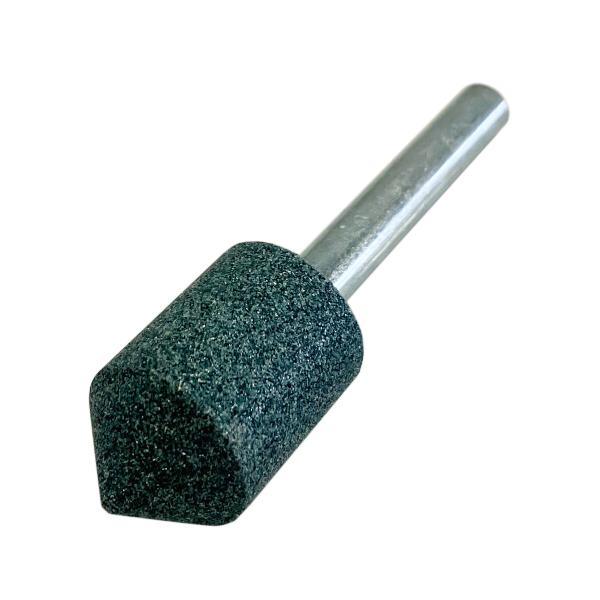 ■仕様・用途:超硬金属・ガラス・石材・貝殻・陶器等を研磨する際に・外寸(約):φ16×長さ63mm・砥石部サイズ(約):φ16×25mm・軸のサイズ(約):φ6×38mm・粒度:#100・形状:トンガリ型・許容最大回転数:33000min-...