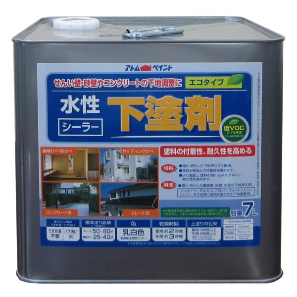 ■仕様・用途:水性塗料用下塗り剤・硬化時間:夏期約2時間 冬期約3時間・上塗塗装可能時間:夏期3時間 冬期6時間以上・塗り回数:1回・使用後の手入れ方法:ハケ洗い/水、うすめ液/不要・内容量:7L・塗り面積:スレート28~46平方m、繊維壁...