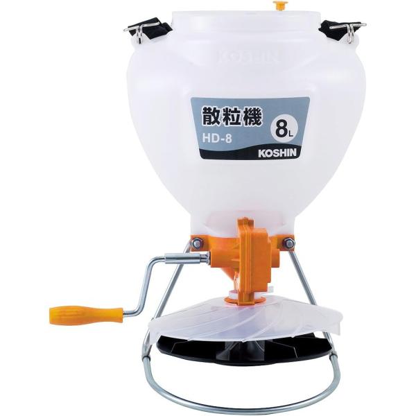 ■仕様・容量:8L・散布量:1~15kg/10a・散布幅:約5~7m ※粒径2~3mmの化学肥料を毎分70~80回転で使用したときの目安です。・付属品:ハンドル1個、バンド1本、取扱説明書1部・製品サイズ(mm) 幅×奥行×高さ:277×2...