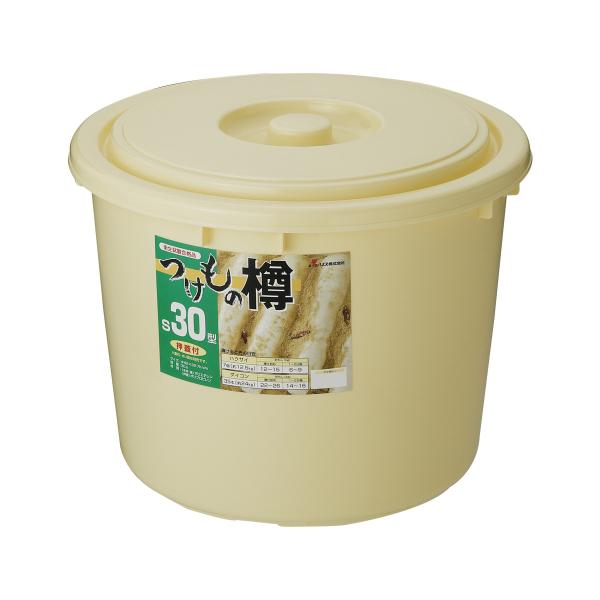 ■仕様・容量:30L・カラー:アイボリー・材質:(本体,蓋)PE、(押し蓋)PP・押蓋付き・製品サイズ(mm) 幅×奥行×高さ:420×420×327・製品重量(g):1393■商品説明・家庭用から業務用まで、漬物を漬けるのにオススメの漬物...