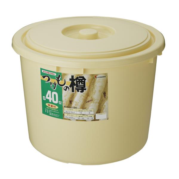 ■仕様・容量:40L・カラー:アイボリー・材質:(本体,蓋)PE、(押し蓋)PP・押蓋付き・製品サイズ(mm) 幅×奥行×高さ:466×466×355・製品重量(g):1779■商品説明・家庭用から業務用まで、漬物を漬けるのにオススメの漬物...