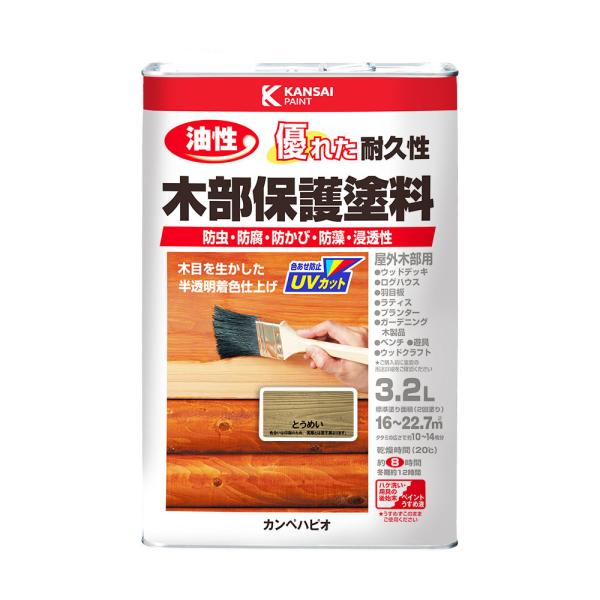 ■仕様・内容量:3.2L・性質:油性・塗り面積(1回塗り):16~22.7平方メートル(タタミ約10~14枚分)・乾燥時間:20℃/約8時間(塗り重ね2時間以上) 、冬期/約12時間(塗り重ね2時間以上)・用具のお手入れ:ペイントうすめ液(...