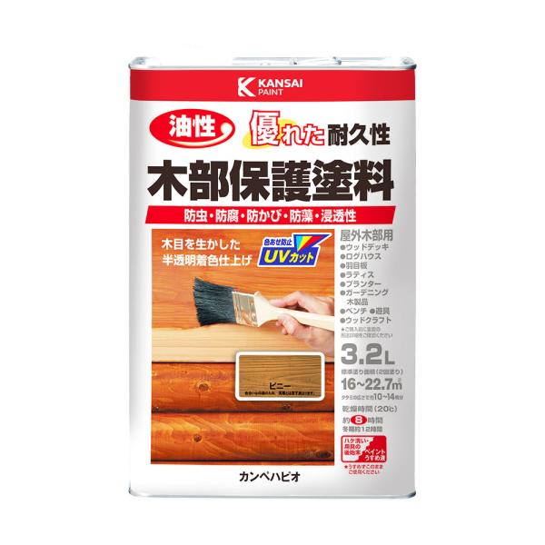 ■仕様・内容量:3.2L・性質:油性・塗り面積(1回塗り):16~22.7平方メートル(タタミ約10~14枚分)・乾燥時間:20℃/約8時間(塗り重ね2時間以上) 、冬期/約12時間(塗り重ね2時間以上)・用具のお手入れ:ペイントうすめ液(...
