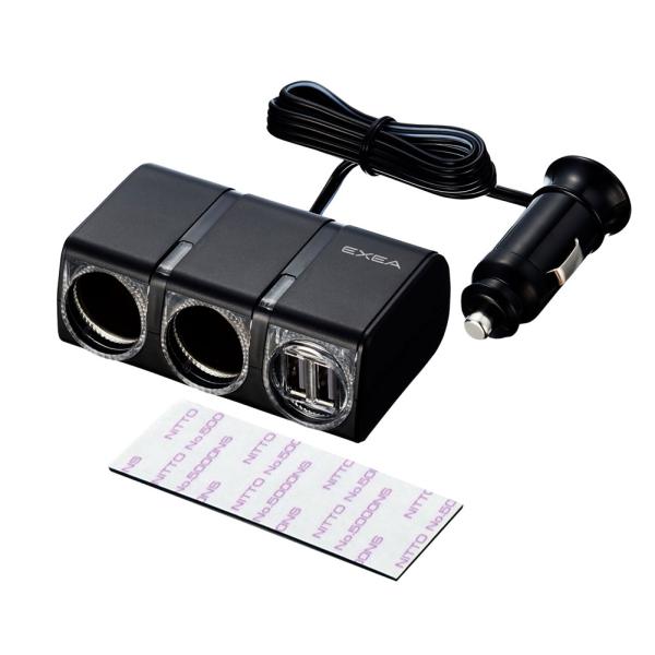 ■仕様・定格:電源電圧/DC12・24V、 電流/8.4A以下(USB含む)、 USB出力/DC5V 2.4A(2ポート合計)、2連ソケット合計出力/6A(6Aヒューズ内蔵)・コード長さ:1m・ソケット内径(約):φ21mm~φ22.5mm...