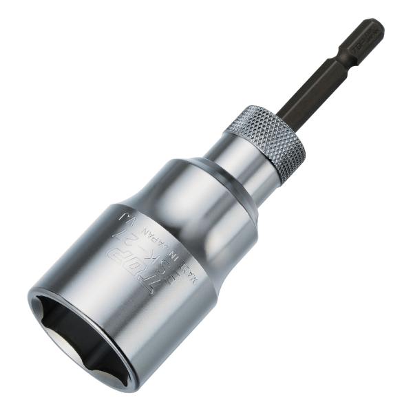 ■仕様・用途:電動ドライバーなどでボルトやナットの締めつけ、緩めを行う際に・サイズ(約):長さ115×36.2×36.2mm・対辺寸法:27mm・奥行:45mm・軸の6.35mm六角軸・6角サーフェイスソケット・軸交換可(強替シャンク ES...
