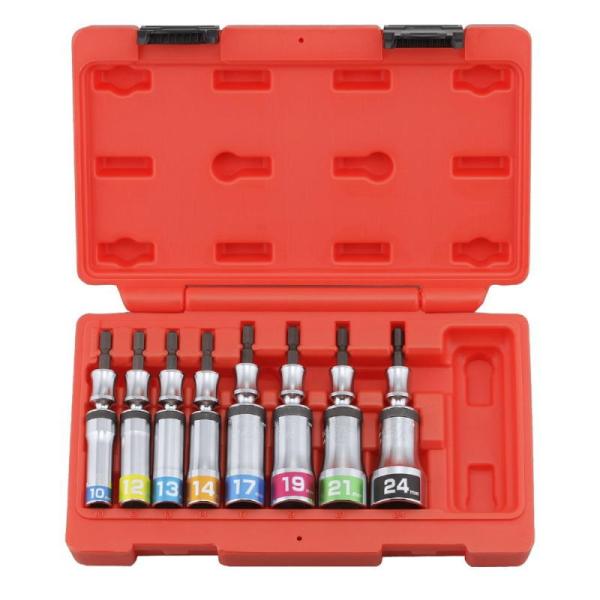 用途：狭い建築・建設現場での組立・解体作業、壁際等での各種産業用ボルト・ナットの着脱セット内容：EUS-10・12・13・14・17・19・21・24・EUS-1024S-K(ケ−ス)ケ−ス寸法：幅250ｍｍ×奥行165ｍｍ×高さ60ｍｍ重...