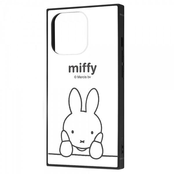 個性的な四角いフォルムと、衝撃に強いTPU素材の側面、薄くて軽く透明度の高いPCパネル を背面にセットした iPhone 13 Pro 用 耐衝撃ケース KAKUハイブリッド。端末側面保護、衝撃吸収エアクッション付。背面パネルには『ミッフィ...