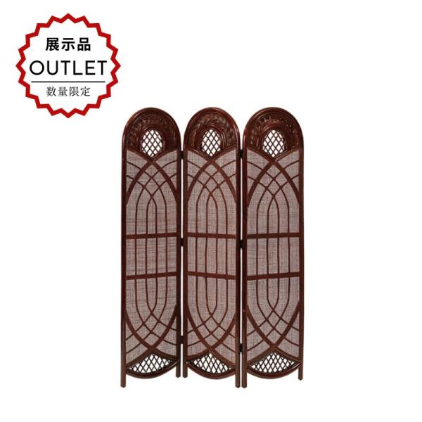 【商品名】【展示品アウトレット】ラタンパーティション 間仕切り【3連】 NSW703BL【寸法】外寸：（幅）40×（奥行）3×（高）155 cm ×3枚重量：約7kg※大きさ、重量、色味等には個体差がございます。【材質】ラタン（籐）【塗装】...