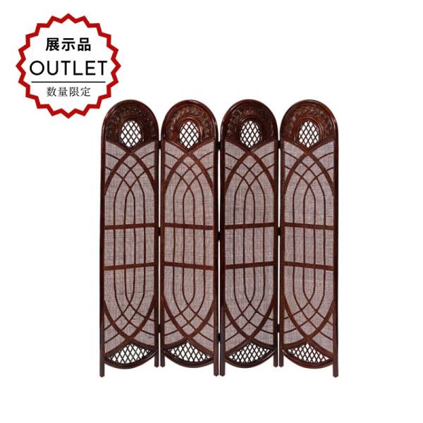 【商品名】【展示品アウトレット】ラタンパーティション 間仕切り【4連】 NSW704BL【寸法】外寸：（幅）40×（奥行）3×（高）155 cm ×4枚重量：約9.5kg※大きさ、重量、色味等には個体差がございます。【材質】ラタン（籐）【塗...