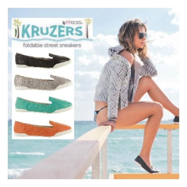 FITKICKS KRUZERS フィットキックス クルーザー2つに折り畳み可能なコンパクト携帯シューズ！シカゴ生まれのカラフルなデザイン、携帯性、フィット感と優しいクッション性により、旅行や海に最適な携帯シューズです。専用シューズケースも...