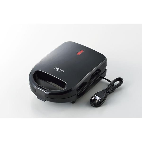 エレットモノ ホットサンドトースター S(ET-101R)耳までサクッと食べられます。食パンの耳まではさんで焼けるホットサンドメーカーです。焼きたての、サックリとしたホットサンドをご家庭で作れます。【商品仕様】サイズ／約265×153×85...