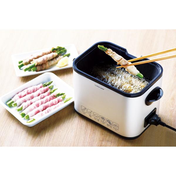 プチ・プレジール　電気角型フライヤー(PDF-100) 卓上で天ぷらや串揚げが楽しめる！メニューにあった温度調節機能付。(油温度調節機能は約160℃〜200℃)鍋は、フッ素樹脂加工でお手入れしやすい。保管する時に便利な蓋付きで、ほこりが入ら...