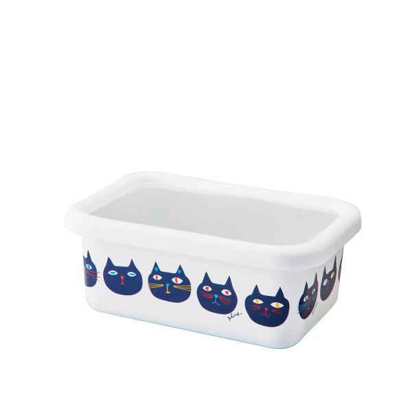 プルーン ホーローレクタングルストッカー・M ミミココモモ (PRS-502)３匹のネコ達がモチーフになったシリーズおうちでの生活に彩りと楽しさを添えるplune.（プルーン）のデザイン。それぞれ表情の違った猫達がキュートなミルクパン！ ミ...