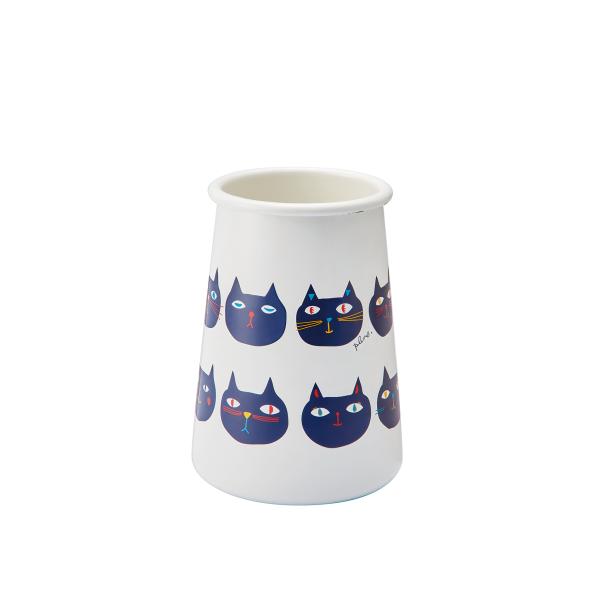 プルーン ホーローツールスタンド ミミココモモ(PTS-202)散らかりがちなキッチンツールをかわいく収納！３匹のネコ達がモチーフになったシリーズおうちでの生活に彩りと楽しさを添えるplune.（プルーン）のデザイン。それぞれ表情の違った猫...