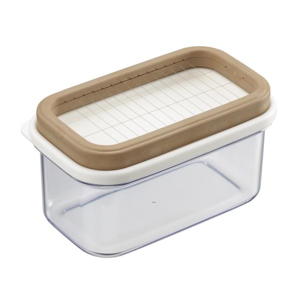 カットできちゃう ポンドバターカッティングケース (ST-3009)10ｇに切れて計量しやすい市販のバターは、アルミフィルムが傷みやすくなかなかきれいに使えないものです。「カットできちゃうポンドバターケース」なら、ギュッと一押しで約10gに...