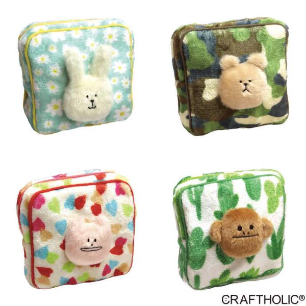 ・クラフトホリックの仲間達のかわいいミニポーチです。・コスメ・リップや目薬、薬入れなどの小物入れとして！・お馴染みクラフトホリックのキャラクターから４種類のバリエーションを用意しています。　ラブ（ピンク）、スロース（グレー）、コラット（ブル...