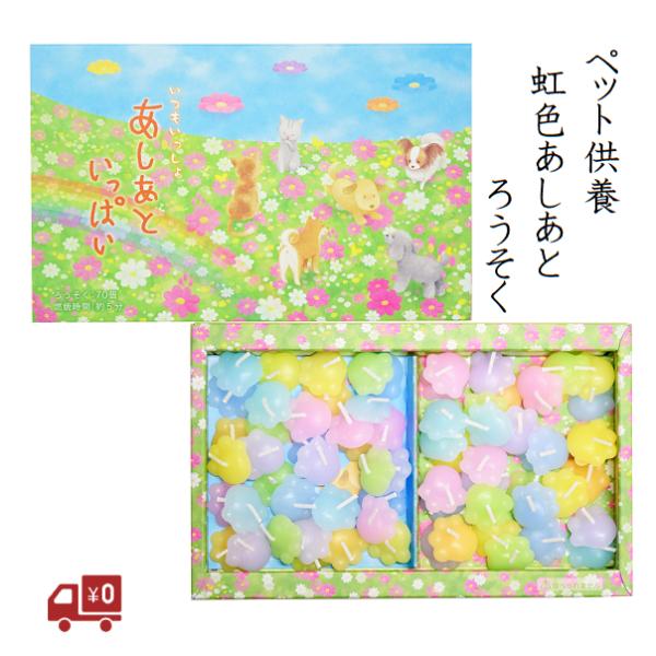 サイズ 個箱寸法：160×100×15肉球ろうそく寸法：19mm×20mm×5mm内容量個数：肉球ろうそく7色　合計70個入り 燃焼時間：約5分メーカー：丸叶むらた ネコポス送料無料お支払い方法に「商品代引き」をご選択のお客様は、宅配便に変...