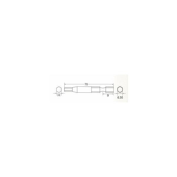 ●全長70mm ●先端2mm ●ヘキサゴンビット ●販売単位：1本●差込角：6.35mm●商品画像はイメージです。