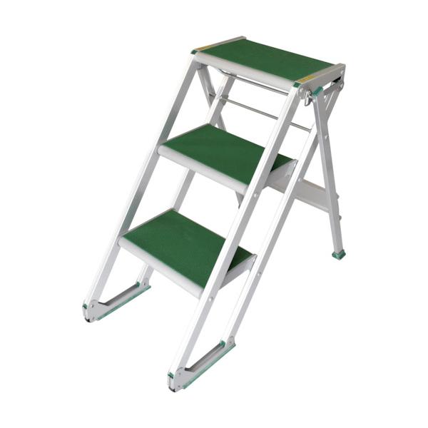 【特長】●回転部分すべてにブッシュを組み込んでおり、耐久性に優れています。●機能性、安全性にこだわったアルミ製踏台です。●踏板は広く滑りにくいＢ山ゴムシート貼りです。●折り畳みができ、脚立のように収納できます。【用途】●倉庫・工場内などでの...