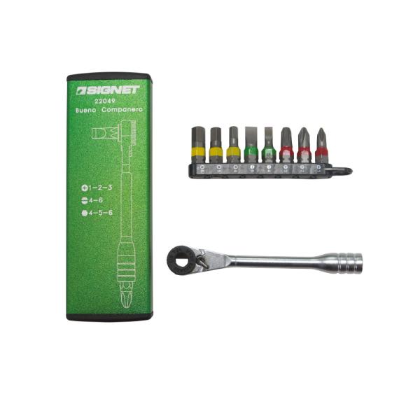 ●DIYや自転車の車載工具にも最適。●ミニラチェットセットがポップなカラーで登場。●手の平に収まるコンパクトサイズ。●柄部分にもビット装着可能。