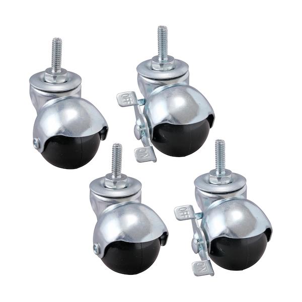 【特長】●小回りがきくボール型キャスターです。●360度自在に動くので、スムーズに移動できます。●ベアリング機能付きでなめらかな回転です。●4個のうち2個がストッパー付きです。【用途】●メタルミニのキャスターとして。