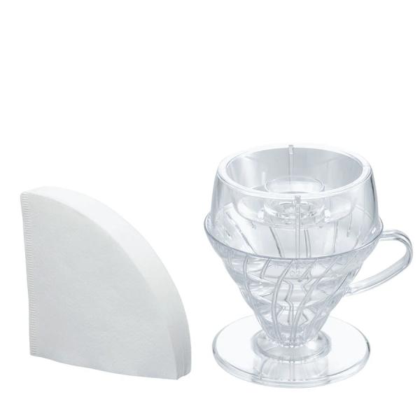 【特長】●バリスタの入れるV60 のクオリティを簡単に、誰でも●V60は淹れ手による自由な抽出コントロールができる一方、初心者には安定した抽出が難しいという点がありました。　そこで、理想の抽出を誰でも簡単に再現することができる器具として開発...