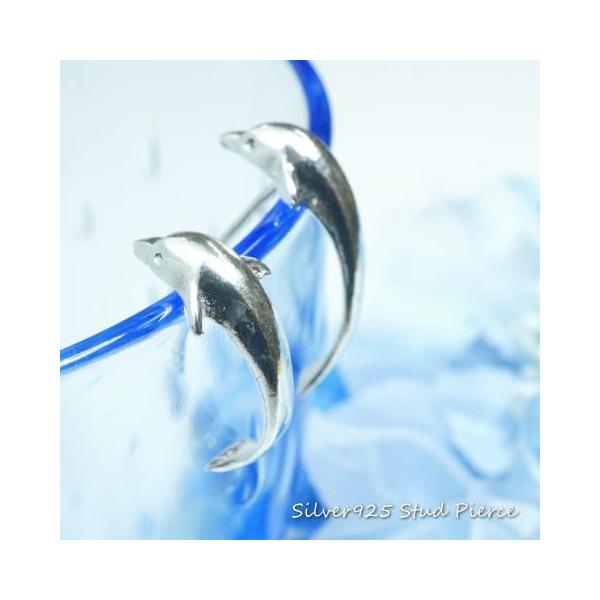 ちょっと大きめな大人のイルカさん　暑い夏の海を涼しげに泳いでそう....。一緒に泳ぎたくなるようなイルカさんピアスです。メール便OK！◆素材：シルバー925◆モチーフサイズ：約(タテ)16mm×(ヨコ)8mm×(アツミ)3mm◆ポスト長さ：...