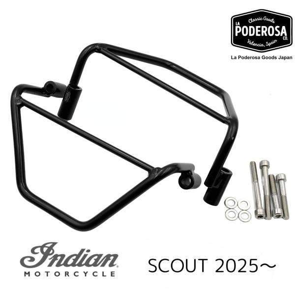 【車種】インディアン 新型スカウト(2025以降)・Poderosa製サドルバッグ専用ブラケット・取付けに必要なボルト、ナット、スペーサー等が付属します・サドルバッグは別売りです・ずれ防止(位置決め)ストッパー付属(一部付属していない車種も...
