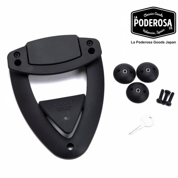 【色】黒【素材】 ABS樹脂特徴・Klick-fixクイックリリースアタッチメントです・お手持ちのバッグに取り付けることでPoderosa製ブラケットに取付け可能になります・klickfixアタッチメント取付け時、プレートはバッグ側穴あけ位...