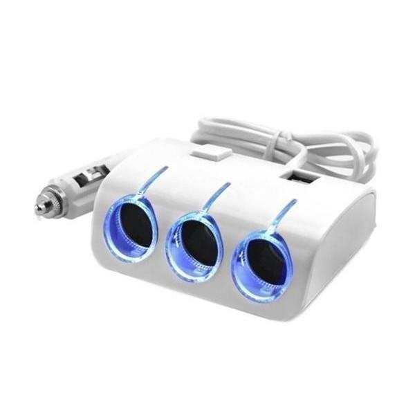 【商品説明】車内の電源を簡単に増設できる3連シガーソケット。USBポートも２つ増設できるのでスマホやタブレット端末の充電に大変便利です。【商品仕様】カラー　ホワイトシガーソケット 3連 USB 分配器 増設 車 スマホ スマートフォン 充電...