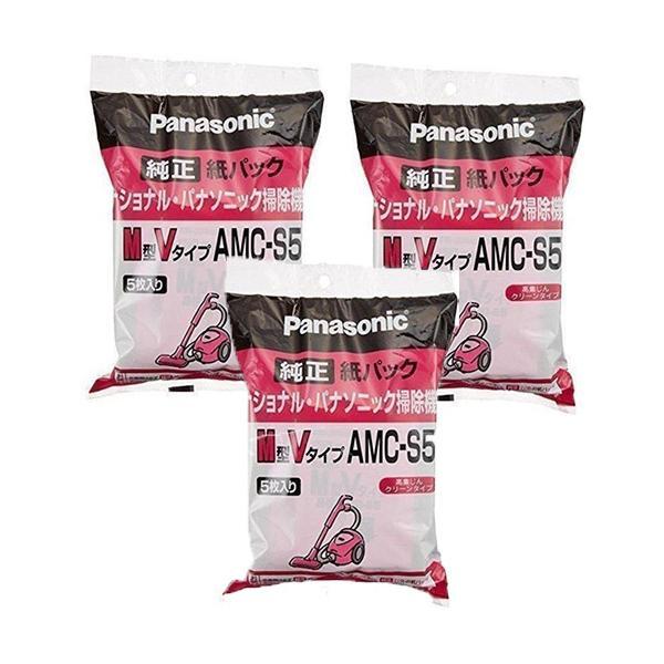 3個セット パナソニック 交換用紙パック AMC-S5 M型Vタイプ 5枚入 AMCS5 PANASONIC 純正