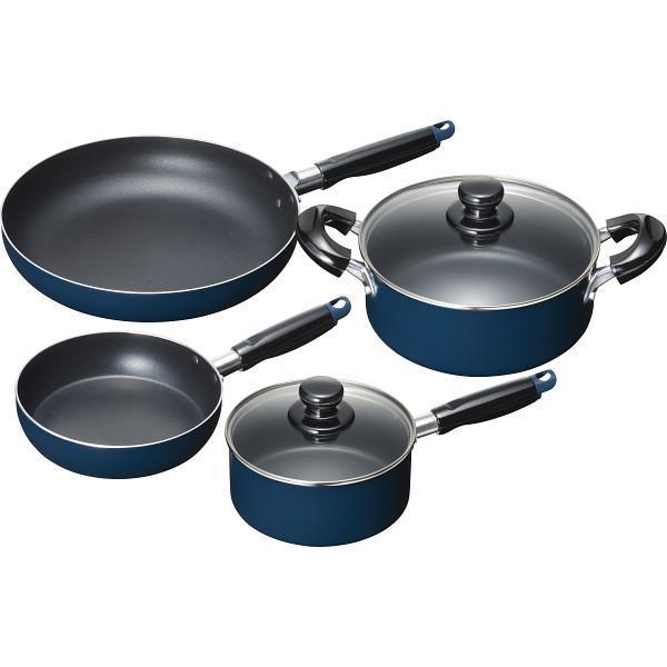 MB−2382 鍋＆フライパン4点セット普段使いにぴったりなお鍋のセットです。フッ素樹脂加工でお手入れも簡単です。原産国:CHN：中国宅配冷蔵区分:01：常温