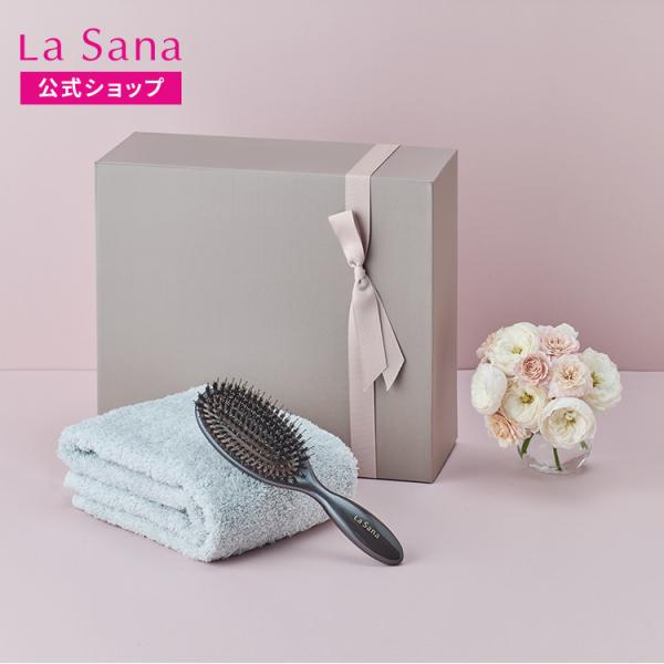 【セット内容】・ミックス ヘアブラシ×1・Perfec10 フェイスタオル×1（サイズ：約34×85cm / カラー：シルバーグレー /素材：オーガニックコットン）・ギフトボックス×1【商品詳細】・ミックス ヘアブラシW植毛がポイント！とか...