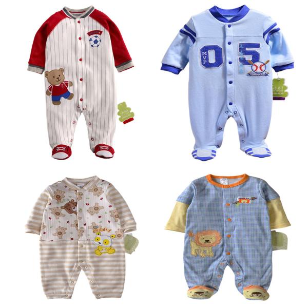 カバーオール・ロンパースの見切り品です。コットン100%　輸入品です。見切り品、サイズ不揃い在庫処分品のため、柄はすべて当店のお任せとなります。不良品以外の返品・交換は一切受け付けておりません。 予めご了承ください。画像以外にも多くの柄があ...