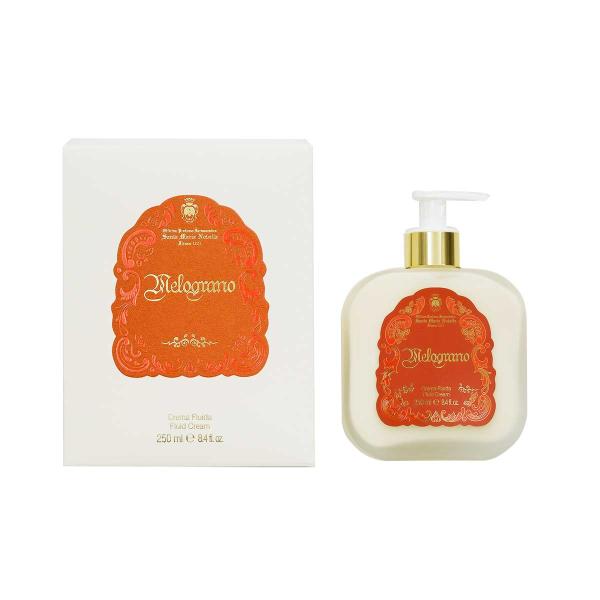 ボディミルク ザクロLS 250mlMelograno Fluid Body Cream - Glass Format商品番号: 3182702フレッシュなスパイスと柑橘系からローズとイランイランが加わり、パチュリ、ラブダナム、ムスクにオー...