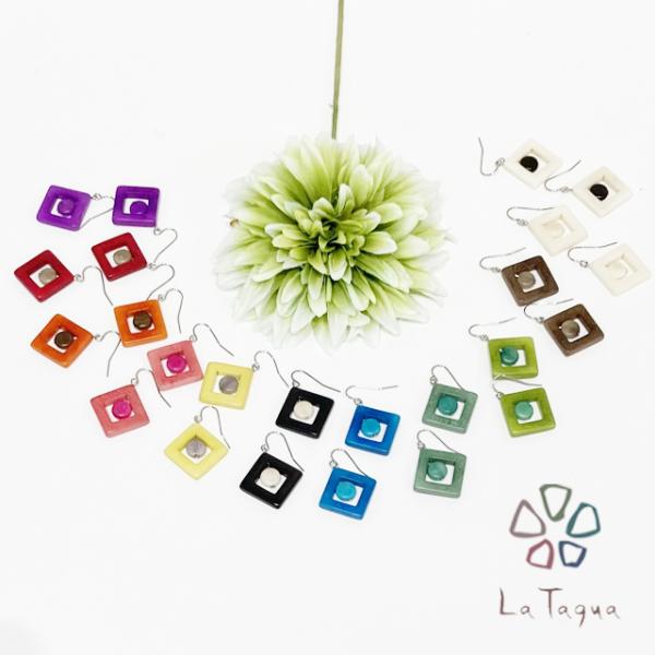 ■素材:タグア(象牙やし)、金具部分:サージカルスチール■サイズ:約2.5cm(自然の素材のため商品によって大きさに若干の差があります。) ■備考： ピアスからイヤリングに無料で変更できます。お問合せ下さい。※本製品は、タグア(象牙椰子)を...