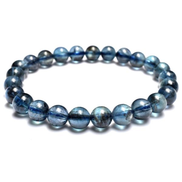 【材質】ブラックスターアクアマリン 7mm 産地：南アフリカ【サイズ】約7mm(±0.5mm)【腕周り】約14.5cm(伸縮性あり)【重さ】約13g【特徴・意味】澄み渡る清らかな海を連想させるような、透過性あるアクアマリンです。金属光沢のよ...