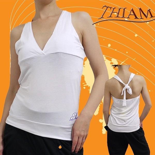 THIAM(ティアム）ＴＯＰＤＦＮＥ＃TT030 【ヒップホップ 衣装/ダンス衣装/ダンス ウェア/フィットネスウエア/エアロビ/リトモス/ズンバ/ヒップホップダンスウェア/ヨガウエア】[カラー]ホワイト　　　身丈/身幅  【F】 36/ ...