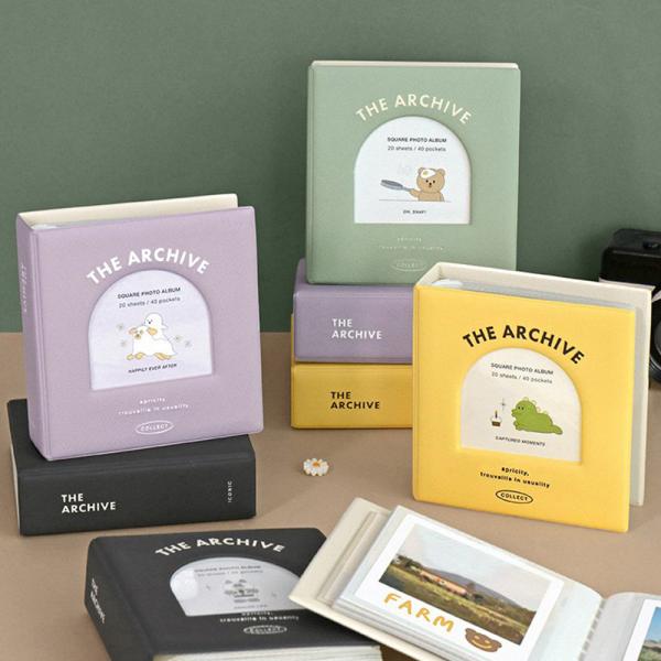 チェキスクエアフィルム40枚収納可能なおしゃれなチェキアルバム！カラーはCustard Yellow、Cream Mint、Lavender、Dark Greyの4カラー結婚式や送別会等のプレゼントにも最適！サイズ：縦100mm×横105m...