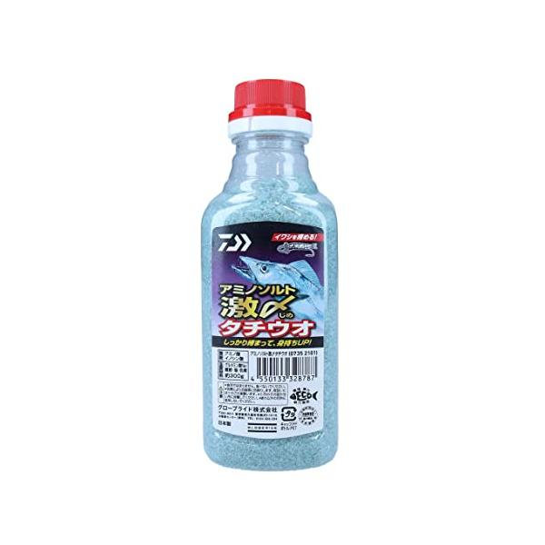 タチウオテンヤのメインエサ『イワシ』をしっかり締める！イワシや身エサを締める。⇒身持ちがよくなる。扱い易くなる。　　※液体系の締めエサより確実に締まります保存が楽なキャップ付きボトルタイプ内容量g：300
