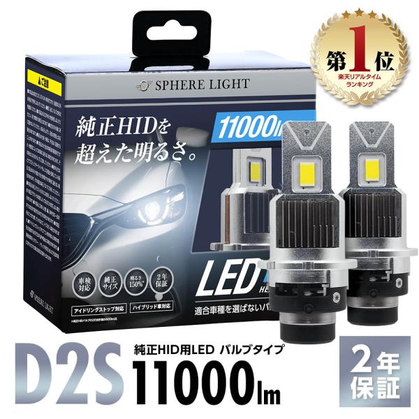 純正HID車用LEDにバルブタイプが登場完全に純正球とトレードインするだけのシンプルな製品です。コントローラー別体型の製品と比較すると内蔵したコントローラーの保護のために明るさを抑える仕様でありながら、純正球より十分明るい11000lmでコ...