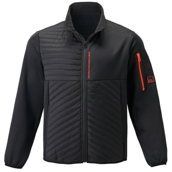 素材・混率：ポリエステル100％秋冬　防風　ピンソニック　中綿入り　脇ストレッチ　裏起毛生地◎中綿を挟み込んだ防風三層生地×ニット切り替えで、機動力と保温性を確保！　快適な着用感の人気シリーズの最新作が登場！・前後ピンソニック・左胸プリント...