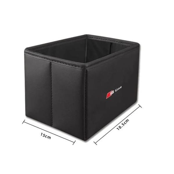 材質：PUレザー サイズ：18cm*18cm*15cmこの車用ゴミ箱は折りたたみ可能で、軽量で持ち運びも簡単です。使用しない時は完全に折りたたんで、少ないスペースを取ることができます。収納にとても便利なアイテムです。