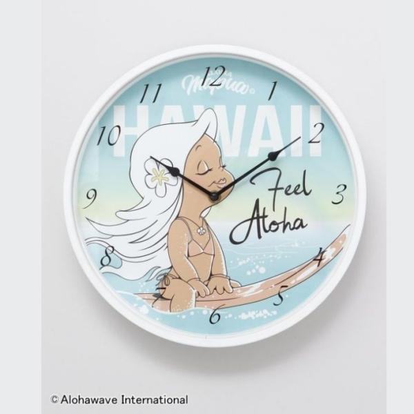〇商品名AMアロハクロック 【FEEL ALOHA】〇ポイントサーフィンとファッションをこよなく愛するキャラクター「アロハマプア」の掛け時計。ハワイのロコガール気分をマプアちゃんと共に楽しんでみては。 単三電池1本使用（別売り）/ 保証書付...