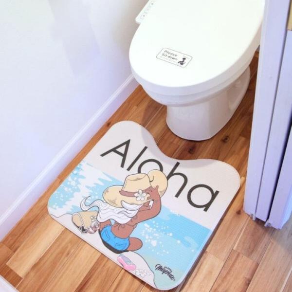 〇商品名アロハマプア PVC 拭けるトイレマット〇ポイントサーフィンとファッションをこよなく愛するキャラクター「Aloha Mapua (アロハマプア)」のPVCトイレマット。防水で汚れてもサッと拭くだけでお手入れ簡単です。〇サイズ縦 52...