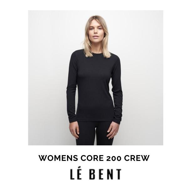 LE BENT WOMENS CORE 200 CREWCOLOR：BLACKSIZE : S, M, LRayon from Bamboo - 66.5%Merino Wool - 28.5%Elastane - 5%- SIGNATUR...