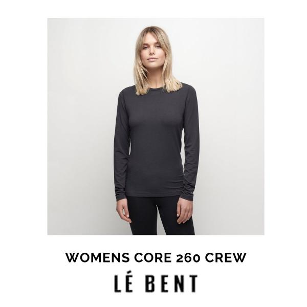 LE BENT WOMENS CORE 260 CREWCOLOR：DARK CLOUDSIZE : S, M, LRayon from Bamboo - 66.5%Merino Wool - 28.5%Elastane - 5%- SIG...
